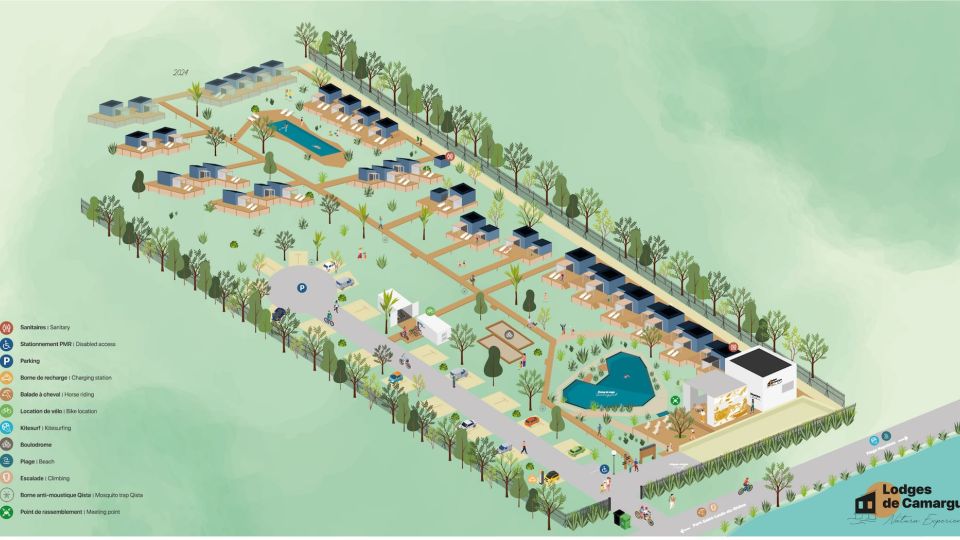 Hôtel Camargue proche de la mer avec Etang naturel de nage : Lodges de ...